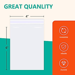 iMailer 1000 Pcs -4" x 6" Clear Plastic Cellophane Bags-1.4 mils Thick Self Sealing Cello Bags for Bakery, Cookies, Photo,Prints, A1 Cards, Envelopes