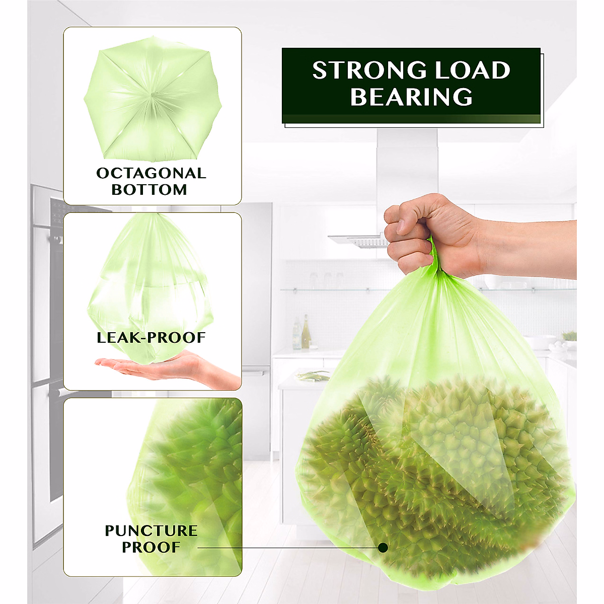 Compostable Trash Bags - FORID 1.2 Gallon Small Garbage Bags 150 Count Mini Strong Trash Can Liners 5 Liter Unscented Wastebasket Bags for Kitchen Bathroom Office Home Garbage Can (5 Rolls/Green)