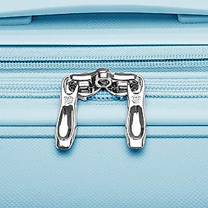 Traveler's Choice Pagosa Indestructible Hardshell Expandable Spinner Luggage, Baby Blue, Checked-Medium 26-Inch