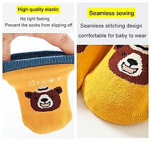 BEHELE Baby Non-skid Grip Socks Toddler Socks Anti Skid Slipper Ankle Socks for Girls Boys Infant Newborn 6 Pairs (as1, age, 1_year, 3_years)