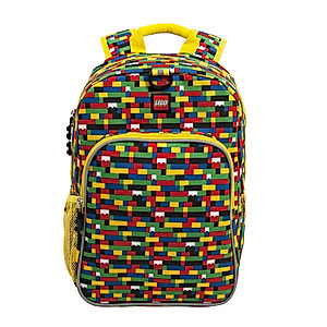 LEGO Heritage Classic Kids School Backpack Bookbag, for Travel, On-the-Go, Back to School, Boys and Girls, with Adjustable Padded Straps and Fun patterns, Brick Wall