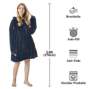 Felicigeely Blanket Sweatshirt,Oversized Fleecehug Hoodie Wearable Blanket,Soft Warm Comfortable Giant Front Pocket for Adults Men Women Teens Friends(2 PCS)