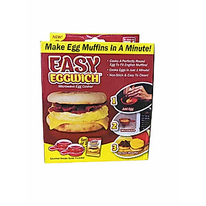 JCFUHONG Microwave Egg Cooker Set - Quick 1-Minute Egg Hamburg Omelet Maker Red & Clear Steam Release Vent Dishwasher Safe Kitchen Cooking Tool.