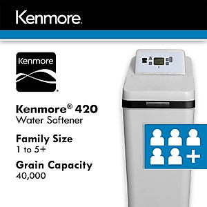 Kenmore 420 Water Softener With Ultra Flow Valve | Reduce Hardness Minerals & Clear Water Iron | Whole Home Water Softener | Easy To Install | Reduce Hard Water In Your Home, Grey