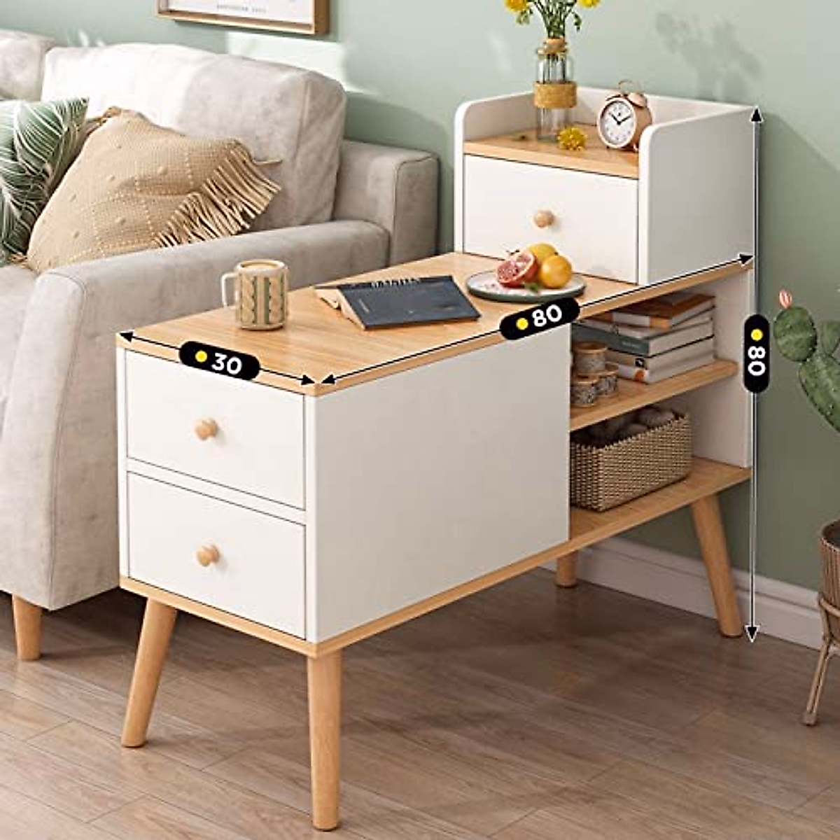 HIGOH Bedside Table Bedside Table Simple Bedside Table Home Living Room Bedroom Sofa Side Table Small Apartment Storage Cabinet