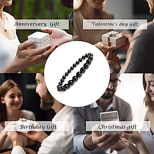 Black Tourmaline Bracelets For Men Protection Bracelets For Women Chakra Feng Shui Stretchy Obsidian Agates 8mm Beaded Bracelets Lucky Handmade Bracelets(A Grade Tourmaline)