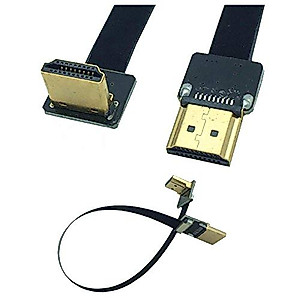 Kework FPV HDMI Cable, 20cm FPV HDMI Slim Flat Cable, 90 Degree Upward Standard HDMI Male Interface to Standard HDMI Male Interface for RED BMCC FS7 C300 (Single Upward)