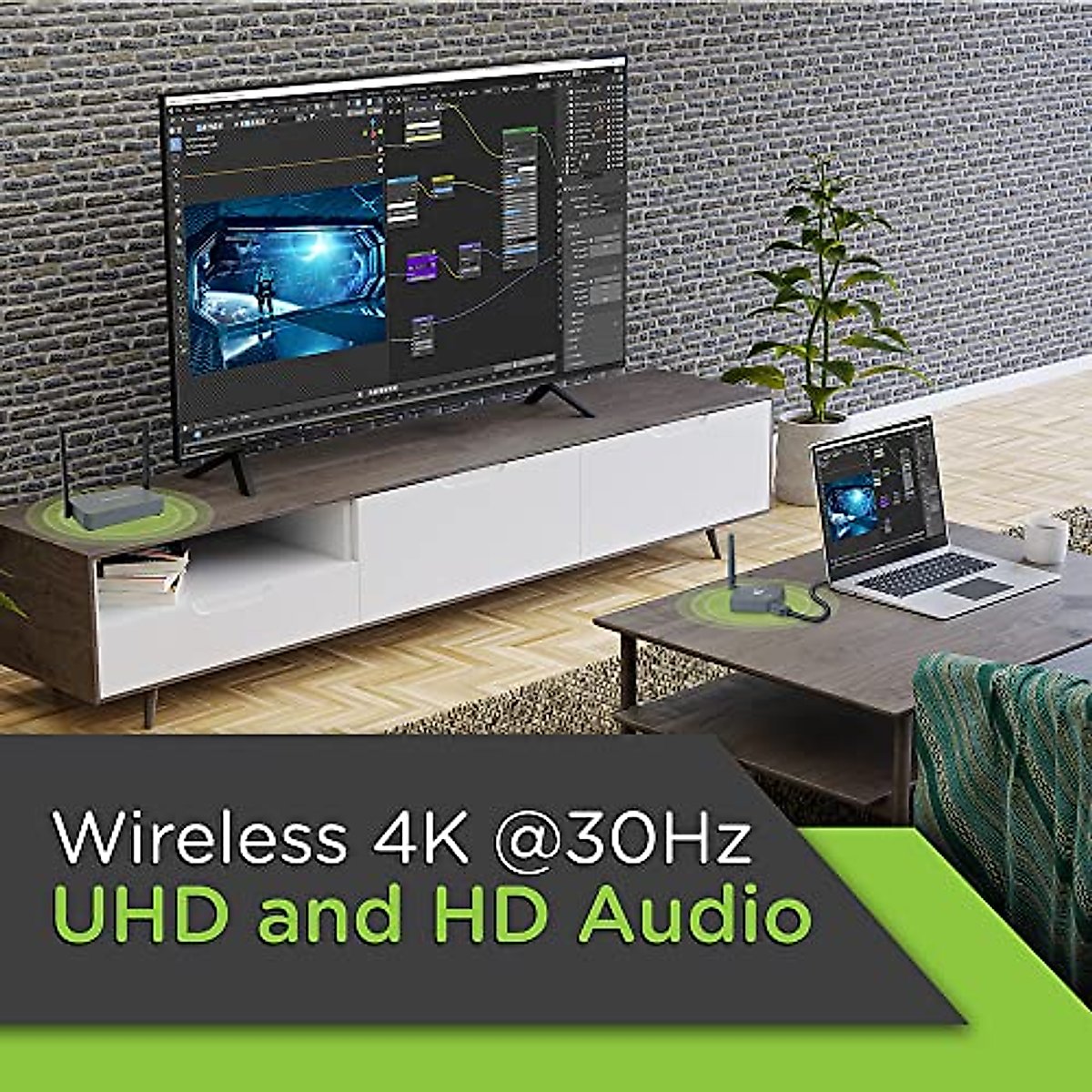 IOGEAR HDMI Wireless Video 4K HD TV Connection Kit - 4K@30Hz - Wireless 2.4/5GHz w/WPA-2 Encryption - Up to 100Ft - Mirror or Extend Mode - Win Mac OS iOS Android Chrome - GWKIT4K