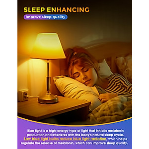 Amber Light Bulbs, 1900K Led Amber Light Bulbs for Sleep Therapy, 2 Pack Dim Light Bulbs, E26 Warm Light Bulb, A19 Blue Light Blocking Sleep Light Bulb for Bedrooms, Kids Room,Nursery Room