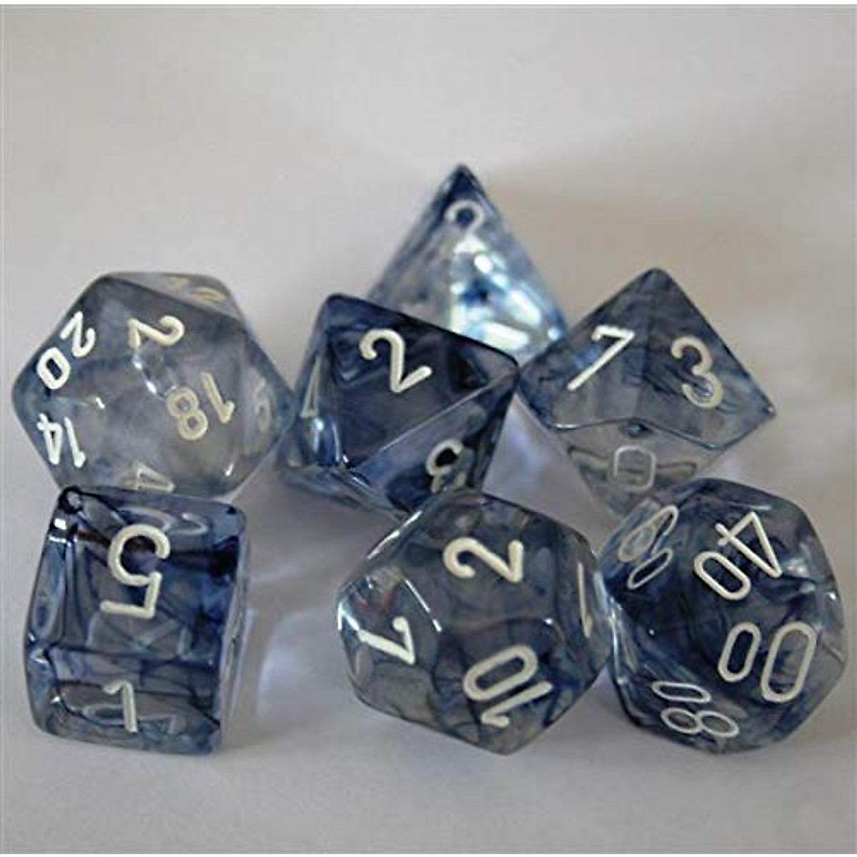 Chessex Polyhedral 7-Die Nebula Dice Set - Black with White