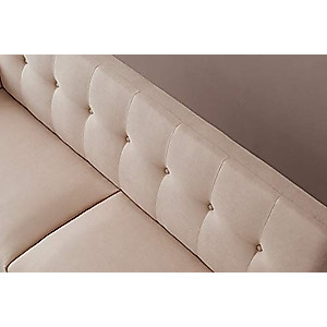 Meiyum Mid-Century Modern Loveseat/Sofa/Couch, with Upholstered Fabric in Brown for Living Room, Bedroom, Office, Apartment - Beige