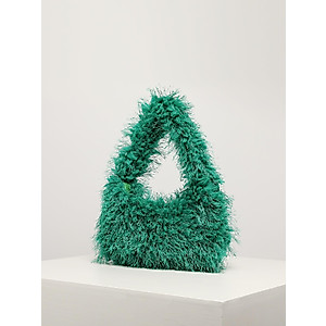 Verdusa Women's Faux Fur Fuzzy Hobo Bag Furry Handbag Purse Green one-size