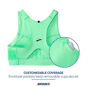 Brooks Women's 3 Pocket Sports Bra for Running, Workouts & Sports - Neo Green - 40 C/D