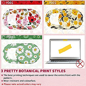 Yilador Laptop Camera Cover Slide Cute (3 Pack), Ultra Thin Webcam Cover for iPhone iPad MacBook Pro Computer iMac Cell Phone PC Accessories, 0.03" Camera Blocker Slider, Great for Privacy - Flowers