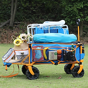 Beach Wagon Cart with Big Wheels, Collapsible Utility Wagon Heavy Duty Folding,Ideal for Outdoor Sand Camping Garden Pet by Old Bahama Bay