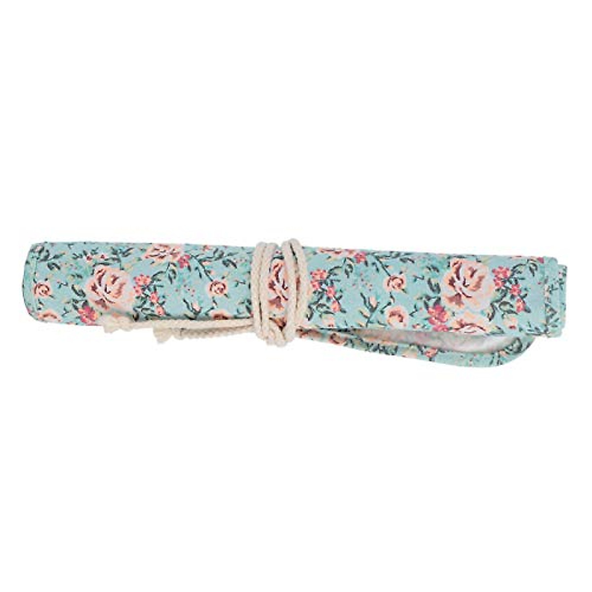 Floral Print Pencil Case Organizer Canvas Roll Up Pencil Bag Pen Storage Pouch for Paint Brush Pencil Stationery