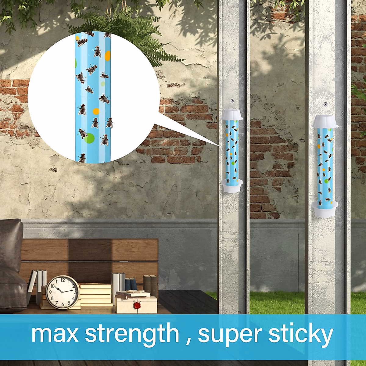 2 Pcs Sticky Fly Trap Fly Stick with Hanging Hook Adhesive Fly Catcher for Indoor Outdoor Trap Houseflies and Flying Insects Mosquito Bee Wasp Moth