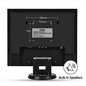 JaiHo 15 Inch LCD Monitor Display - 1024x768 Resolution HDMI PC Monitor Color Screen, Home Security Monitor with VGA/HDMI/BNC/AV/USB Earphone Input, Built-in Dual Speakers