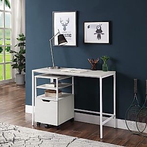 OSP Home Furnishings Contempo 42-Inch Desk, White