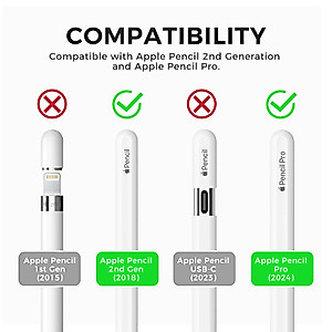 TRONWIN Apple Pencil Pro Case for Apple Pencil 2nd Generation Sleeve Silicone Cover Perfect Grip Skin Classic Design with Sturdy Clip Compatible with Apple Pencil 2nd gen (Classic)