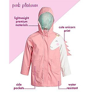 Pink Platinum Girls' Jacket - Lightweight Waterproof Raincoat with Polar Fleece Lined Hood, Size 6X, Soft Coral