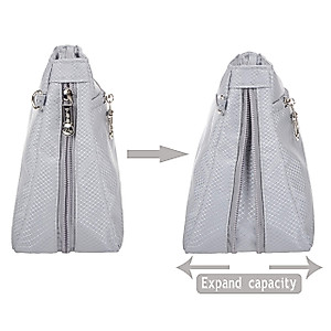 Vercord Expandable Nylon Handbag Purse Organizer Insert Liner Shaper Bag in Bag Beige Grey Large