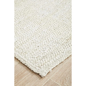 2x3, 3x5, 4x6 Braided Jute Rug Ivory Natural Jute Chevron Design Hand Braided Large Area Rug for Living Room, Thick Outdoor Designer Jute Carpet in Custom Size Rug (2x6 Area Rug)