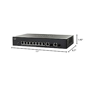 Cisco SG300-10PP-K9-NA 10-Port Gigabit PoE+ Managed Switch (Renewed)