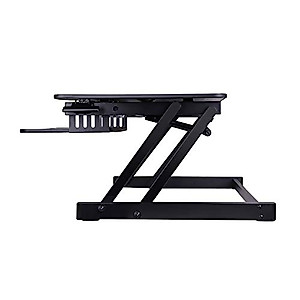 Rocelco 32" Height Adjustable Standing Desk Converter - Quick Sit Stand Up Dual Monitor Riser - Gas Spring Assist Tabletop Computer Workstation - Large Retractable Keyboard Tray - Black (R ADRB)