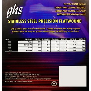 GHS Strings - Precision Flatwound Guitar Strings - (Model 1000) - Medium Gauge (013-054)
