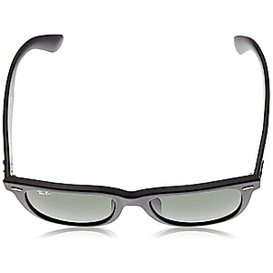 Ray-Ban RB2140F Original Wayfarer Low Bridge Fit Square Sunglasses, Matte Black/G-15 Green, 52 mm