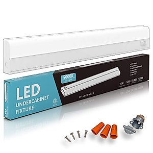 Hardwired LED Under Cabinet Task Lighting - 16 Watt, 24", Dimmable, CRI>90, 5000K (Day Light), Wide Body, Long Lasting Metal Base with Frost Lens