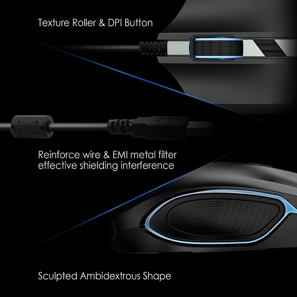 GameSir GM100 Gaming Mouse Wired Ergonomic Game USB Computer Mice RGB Gamer 6 Buttons Desktop Laptop PC Gaming Mouse