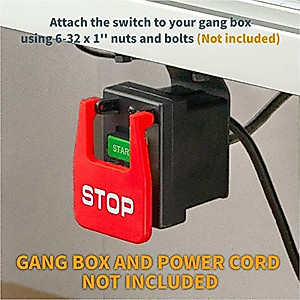 POWERTEC 120V/230V Dual Voltage Paddle Switch, 3 HP at 230 Volts, UL Certified. Large Knee Paddle for Power Tools Fast Power Off. Fits Table Saw, Router Table, Drill Press, Bench Saw, Band Saw (71007)