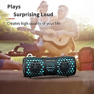 HEYSONG Portable Bluetooth Speaker, IPX7 Waterproof Wireless Speaker with LED Flashing Lights, Loud Sound & Bass, 2000mAh Battery, Travel Speakers for Pool, Beach, Kayak, Gifts for Men, Women