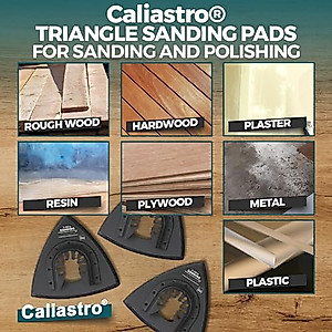 Triangle Sanding Pads for Oscillating Multitool with Universal Quick-Release - 3 Pack of 3-1/8 Inch Sander Pads for Hook & Loop Sandpaper- Caliastro