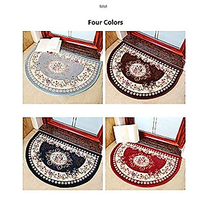 Semi Circle Door Mat, Soft Half Moon Rug, Floral Anti-Slip Carpet for Home Entrance Bedroom Living Room Bathroom Indoor Outdoor, 23.6 x 35.4inch