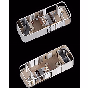 Modern, Portable Living: Prefabricated Mobile Capsule House/Hotel, 30x10.5x10Ft, 315 Sqft. Withstands high Winds, Offers on-The-go Convenience, Full Bathroom Included.