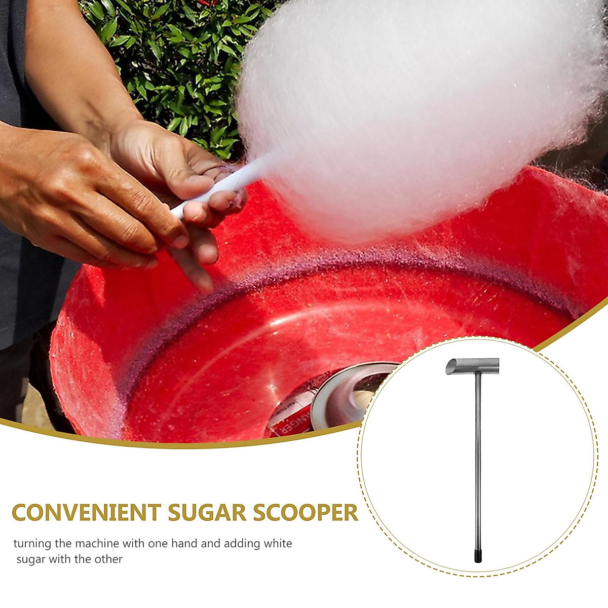 Luxshiny Marshmallow Spoon Sugar Spoon Long Handle Stainless Steel Cotton Candy Scoop for Cotton Candy Floss Machine Marshmallow Machine Spare Parts