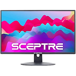 Sceptre 22 inch 75Hz 1080P LED Monitor 99% sRGB HDMI X2 VGA Build-In Speakers, Machine Black (E225W-19203R series)