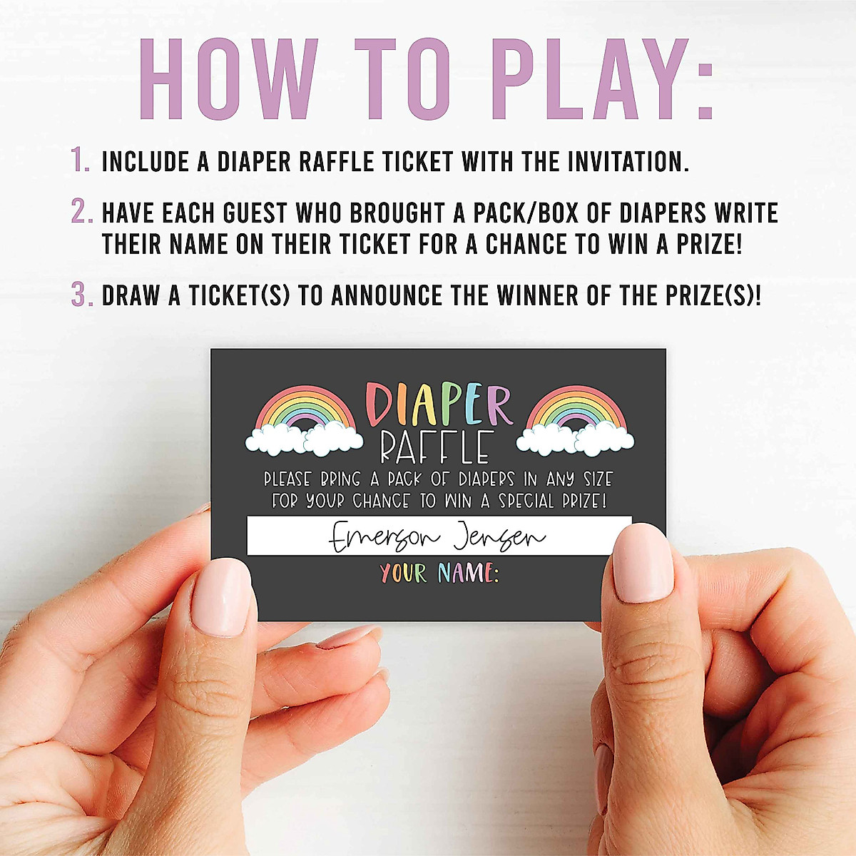 Hadley Designs 25 Baby Shower Diaper Raffle Tickets For Baby Shower Games To Play - Rainbow Baby Shower Games Gender Neutral, Diaper Raffle Cards, Baby Raffle Tickets, Baby Shower Invitation Inserts