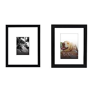 Americanflat 11x14 Picture Frame in Black - Use as 5x7 Frame with Mat or 11x14 Frame Without Mat & 8x10 Picture Frame in Black - Displays 5x7 with Mat and 8x10 Without Mat - Engineered
