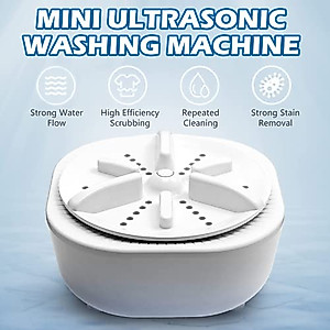 Mini Washing Machine, Upgraded Ultrasonic Portable Washer with Remote & Suction Cup, Small Washer Machine for College Rooms, Travel, Home and Apartment Laundry, 3 Mode Adjustable & Blue Light