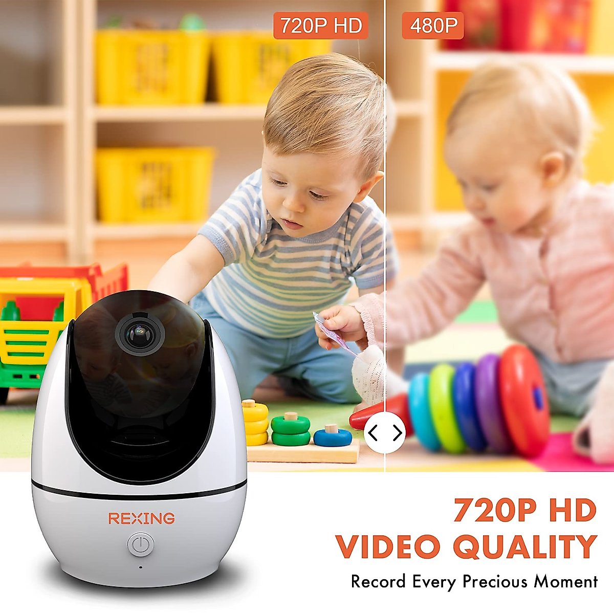 REXING BM1 Baby Monitor w/Recording Capabilities 4.5” IPS Display, 720p Video/Audio, Two-Way Talking, Microphone/Speaker, 1000ft Range, Night Vision,Thermal Monitor, Cry/Sound Detection,Lullaby Music