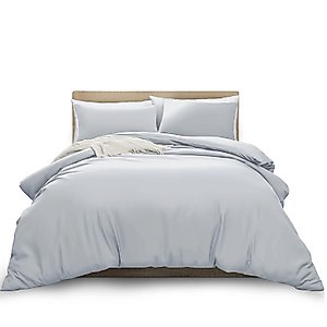 MOONLIGHT20015 Silver King Size Duvet Cover – Soft 3 Piece Double Brushed Microfiber Duvet Cover Set with Button Closure, 1 Duvet Cover King Size 104x90 inches and 2 Pillow Shams
