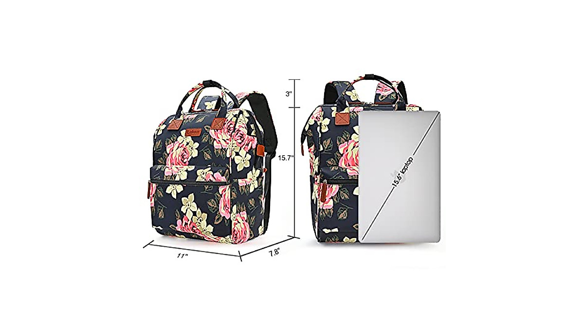 BRINCH 15.6 Inch Laptop Backpack with USB Port & Peony Print