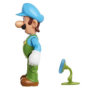 Nintendo Super Mario Collectible Ice Luigi 4" Poseable Articulated Action Figure with Ice Flower Accessory, Perfect for Kids & Collectors Alike! for Ages 3+