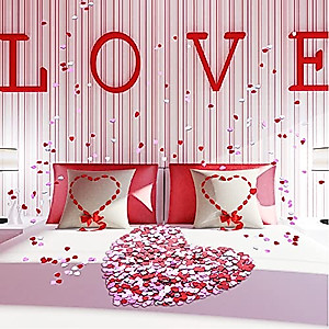 4000 Pieces Heart Confetti Metallic Foil Heart Confetti for Valentine's Day Wedding Party Decor (Red, White, Pink)