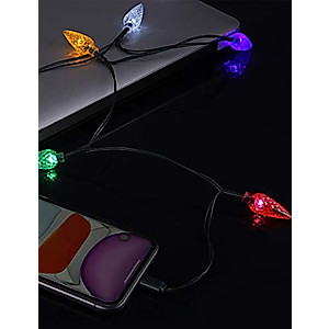 LED Christmas Light Phone Charger Cord USB Charging Cable Gift for Phone 13/12/11 Pro/XS/XS Max/XR/X/8 Plus/ 8/7 Plus/7s Plus/6s/6 with 10 Lights Christmas Decorations(Black)