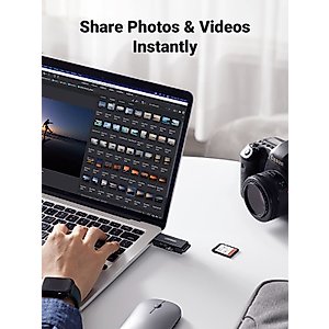 UGREEN SD Card Reader Portable USB 3.0 Dual Slot Flash Memory Card Adapter Hub for TF SD Micro SD SDXC SDHC MMC RS-MMC Micro SDXC Micro SDHC UHS-I for Mac Windows Linux Chrome PC Laptop